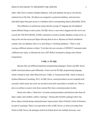 Oracle vs. MS SQL Server | DOC
