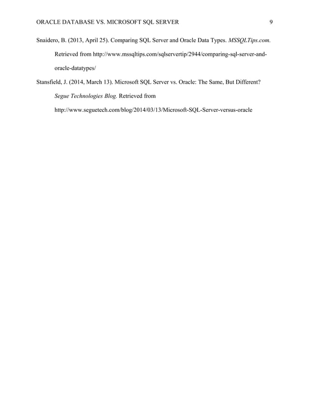 Oracle vs. MS SQL Server | DOC
