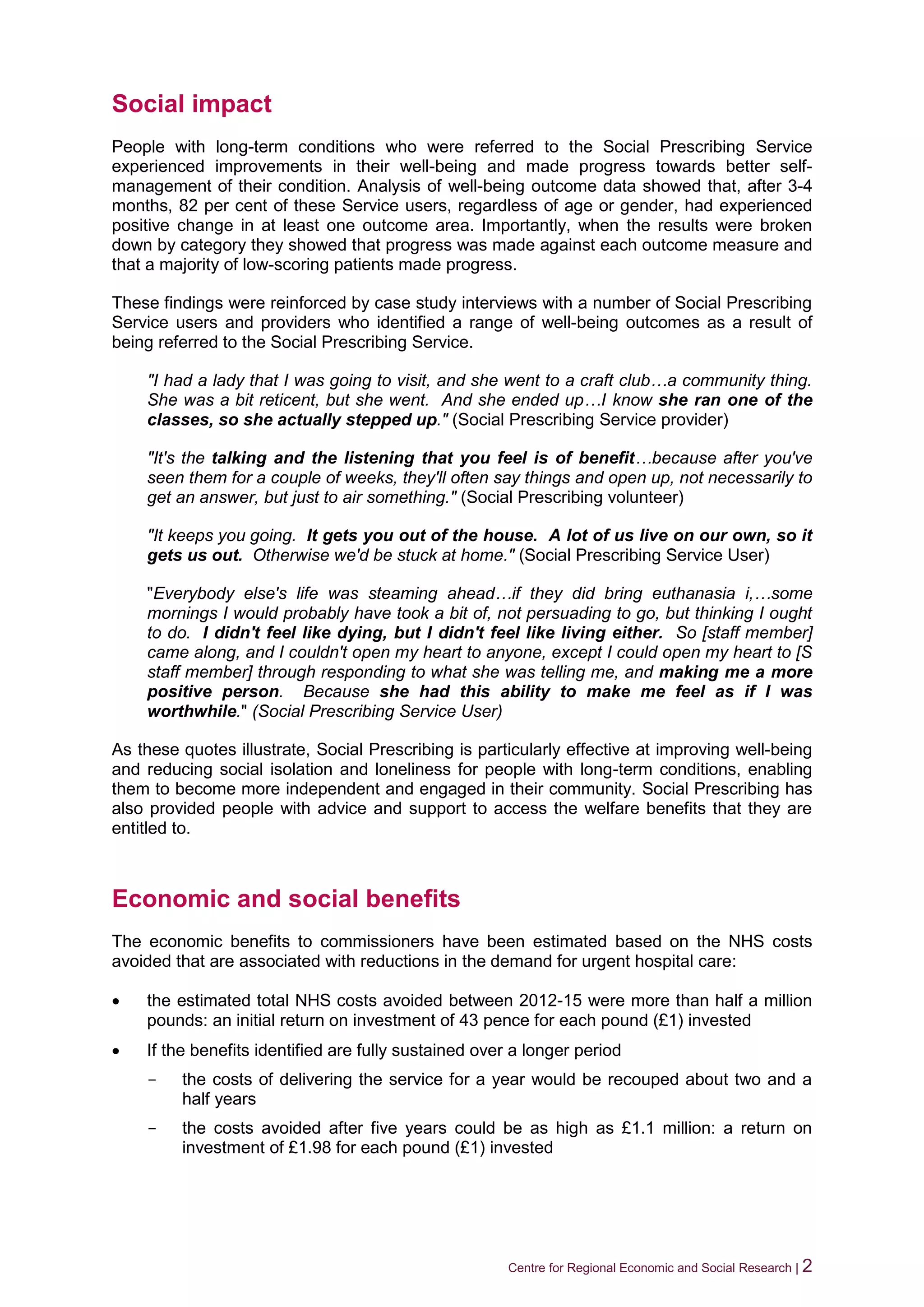 Rotherham social prescribing summary report | PDF Rotherham social prescribing summary report | PDF