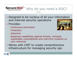 Rothke secure360 building a security operations center (soc) | PDF