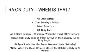 ra duty protocol | PPTX
