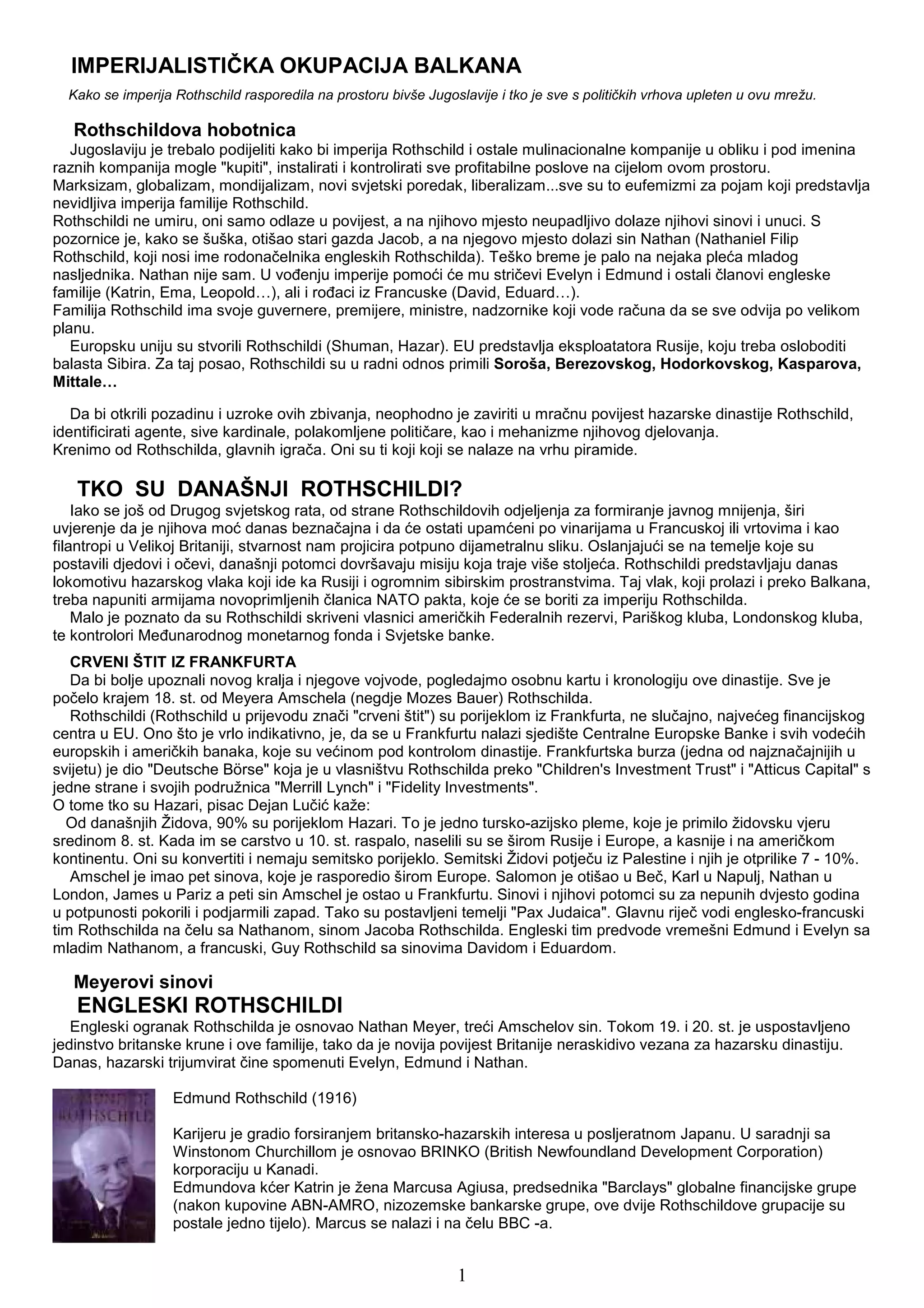 Rothschild okupacija balkana | PDF