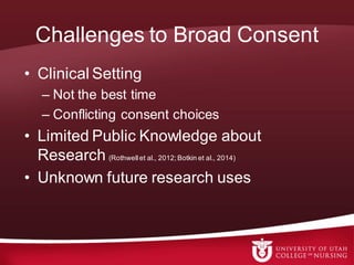 Erin Rothwell, "Investigator’s Role for Innovative Consent Methods with ...