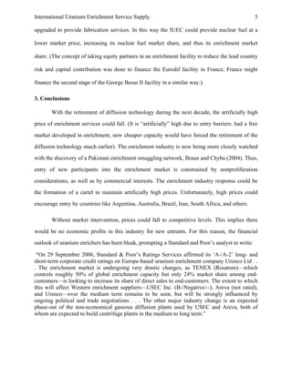 Rothwell Braun THE COST STRUCTURE OF INTERNATIONAL URANIUM ENRICHMENT ...