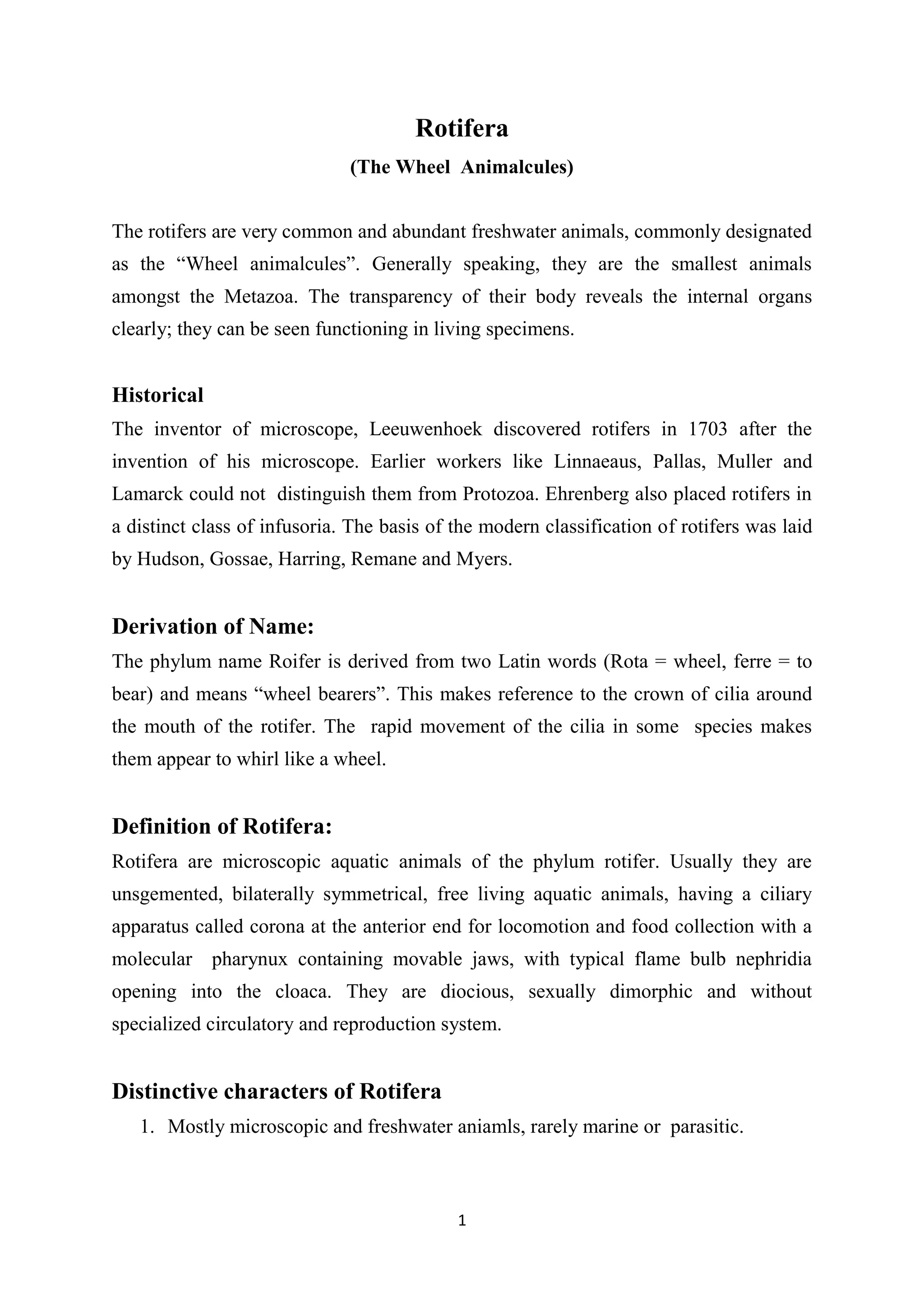 Clear Concept phylum Rotifera | PDF