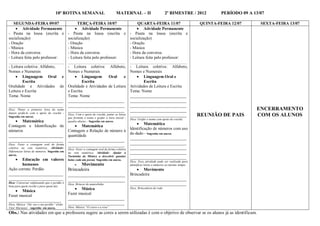 Rotinas semanais maternal 2º bim | PPT