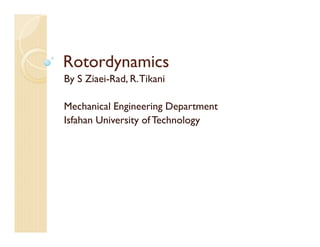 Introduction to all rotordynamics chapters | PPT