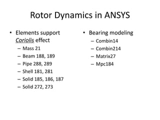 Rotor dynamics in ANSYS | PPTX | Physics | Science