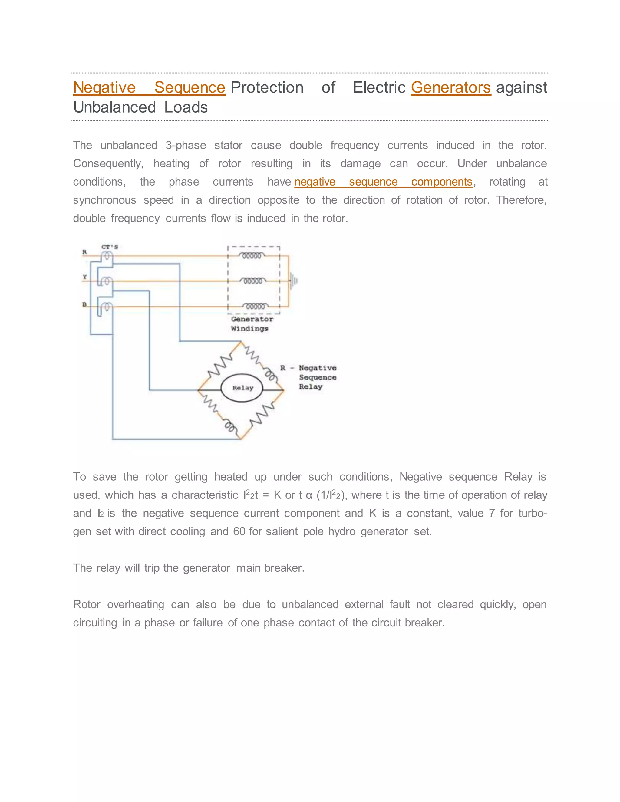 Rotor earth fault protection of electric generator | DOCX