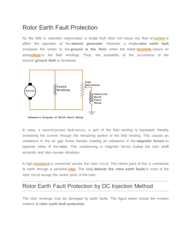 Rotor earth fault protection of electric generator | PPTX | Physics ...