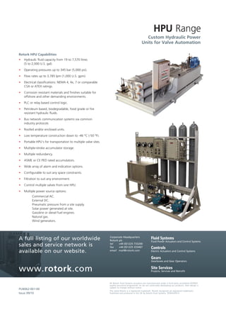 Rotork Fluid Systems Hydraulic Unit | PDF