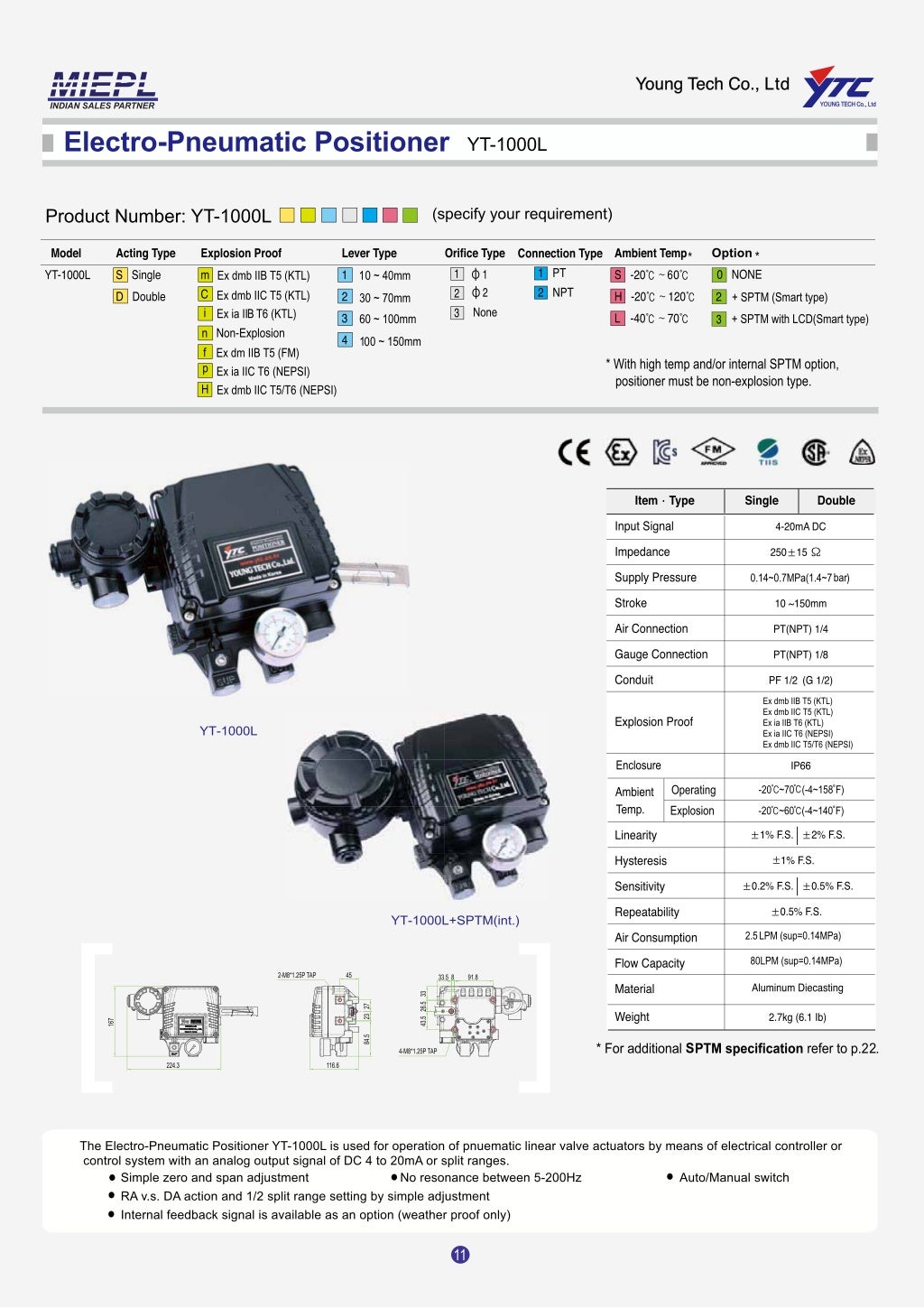 Rotork YTC EP Positioner (Linear type) Rotork YTC YT-1000L | Ytc India
