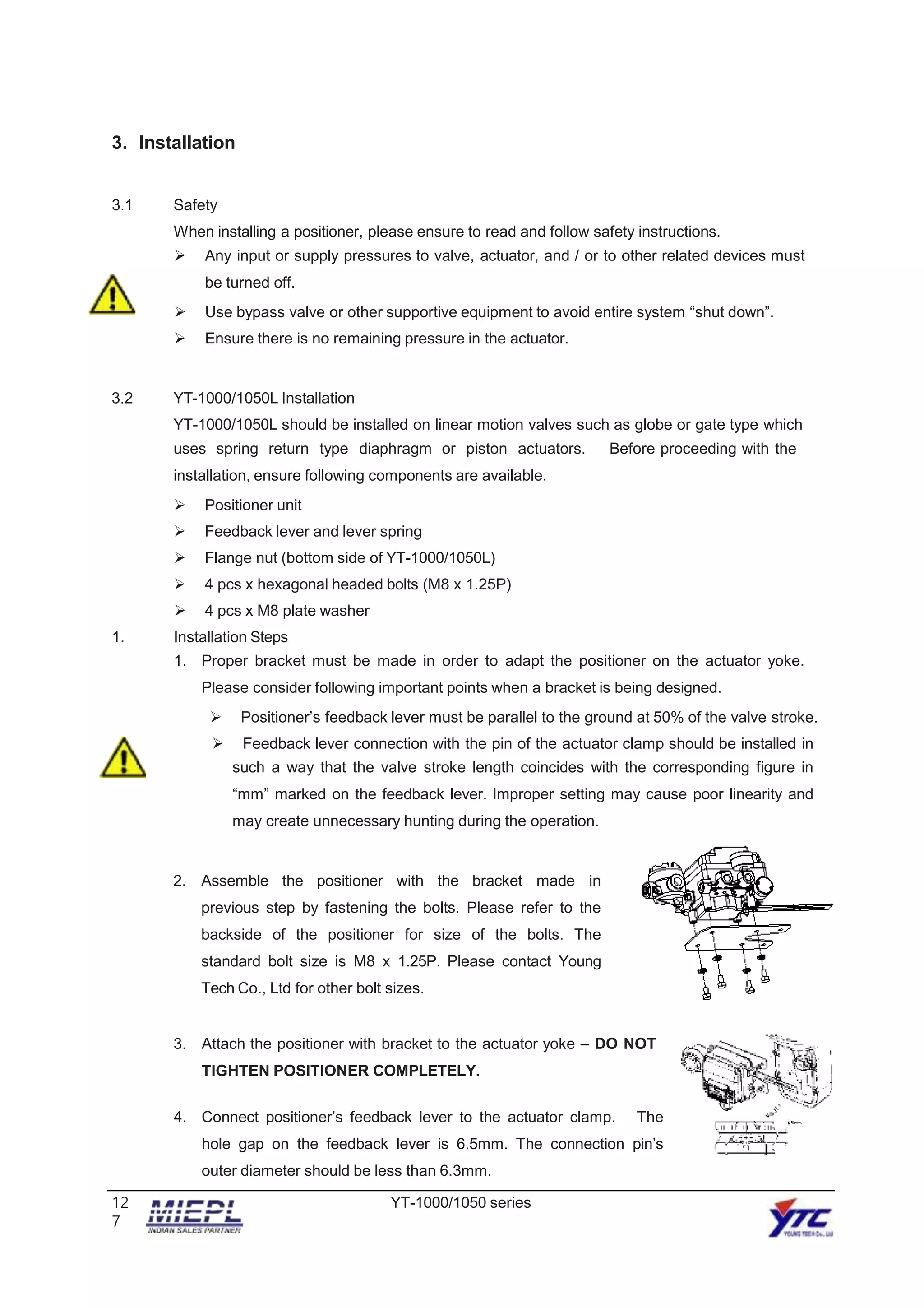 Rotork YTC YT-1000R Electro Pneumatic Positioner Product Manual | YTC ...