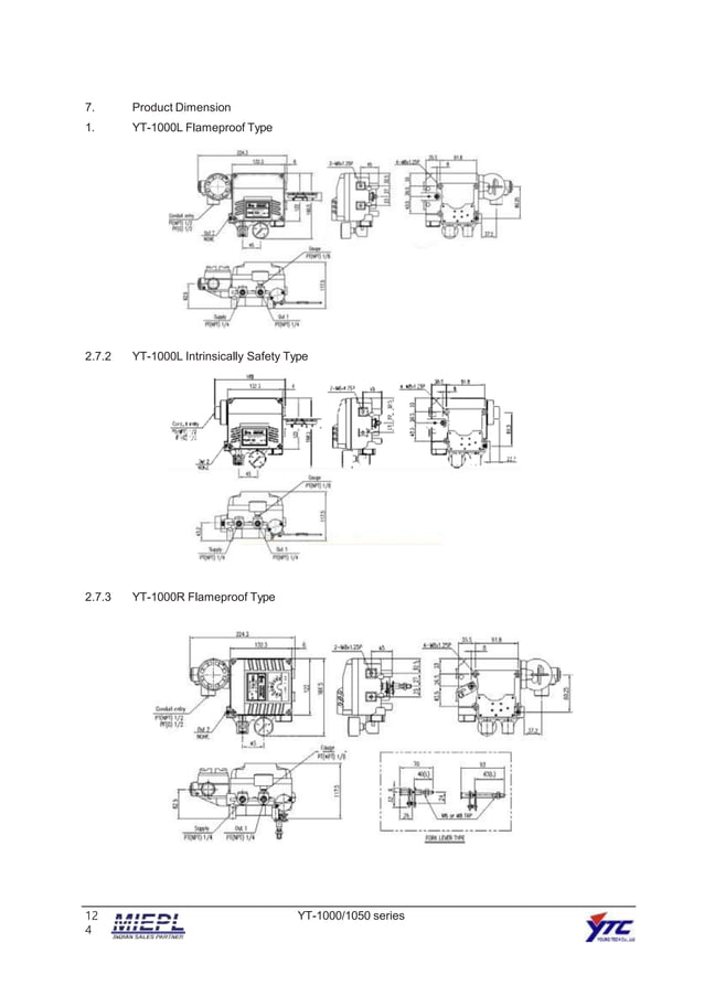 Rotork YTC YT-1000R Electro Pneumatic Positioner Product Manual | YTC ...