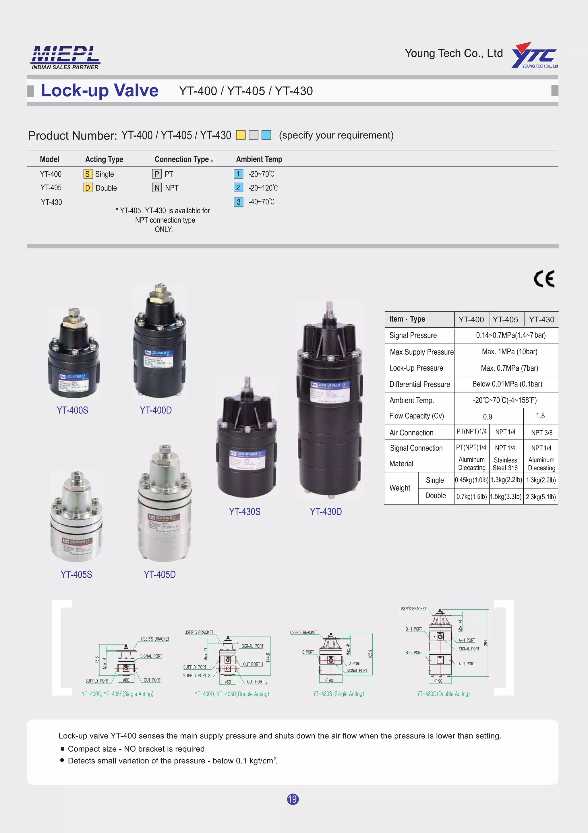 Rotork YTC YT - 405 Lock UP Valve | YTC INDIA | PDF