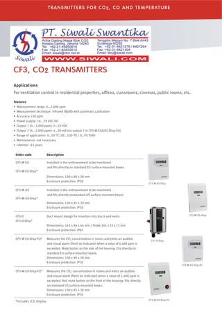 Rotronic Data Sheet CF Series - CO2 Transmitters | PDF