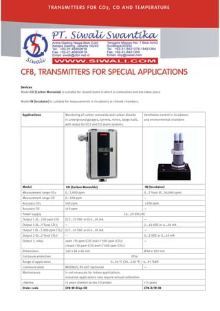 Rotronic Data Sheet CF Series - CO2 Transmitters | PDF