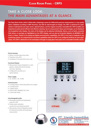 Rotronic Data Sheet CRP5 Clean Room Panel | PDF