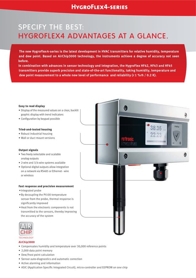 Rotronic Data Sheet HygroFlex4 | PDF