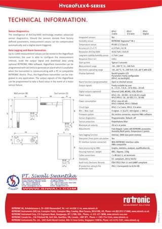 Rotronic Data Sheet HygroFlex4 | PDF