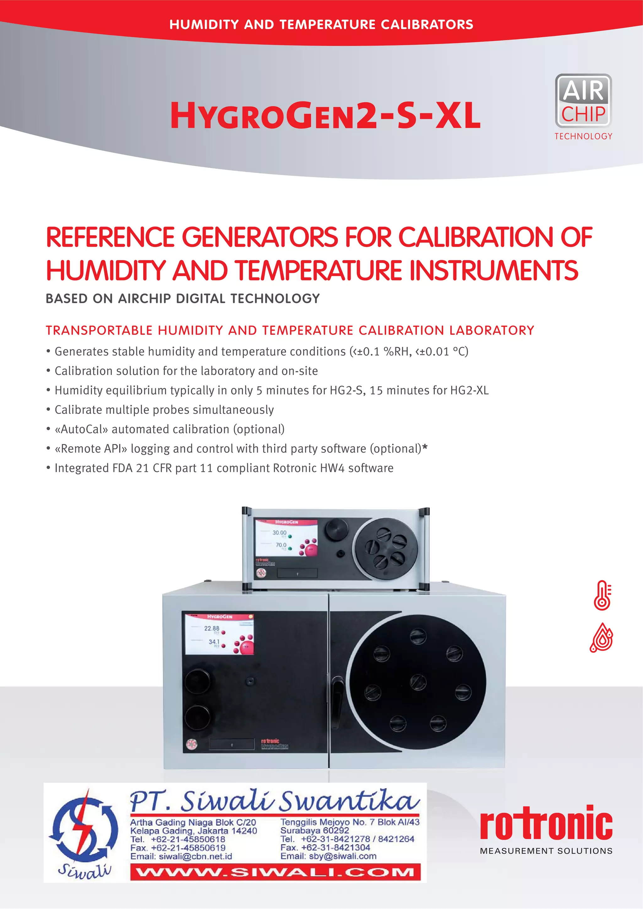 Rotronic Data Sheet HygroGen2-S-XL | PDF
