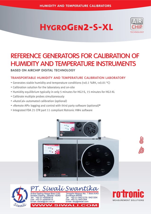 Rotronic Data Sheet HygroGen2-S-XL | PDF