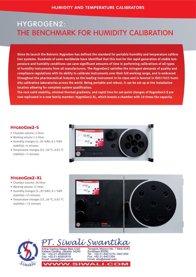 Rotronic Data Sheet HygroGen2-S-XL | PDF