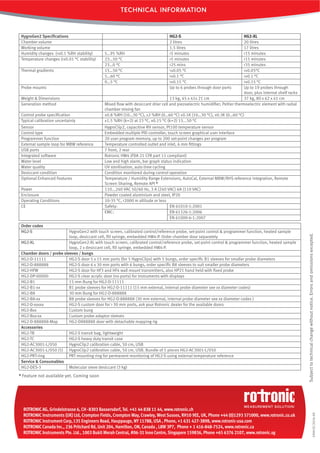 Rotronic Data Sheet HygroGen2-S-XL | PDF