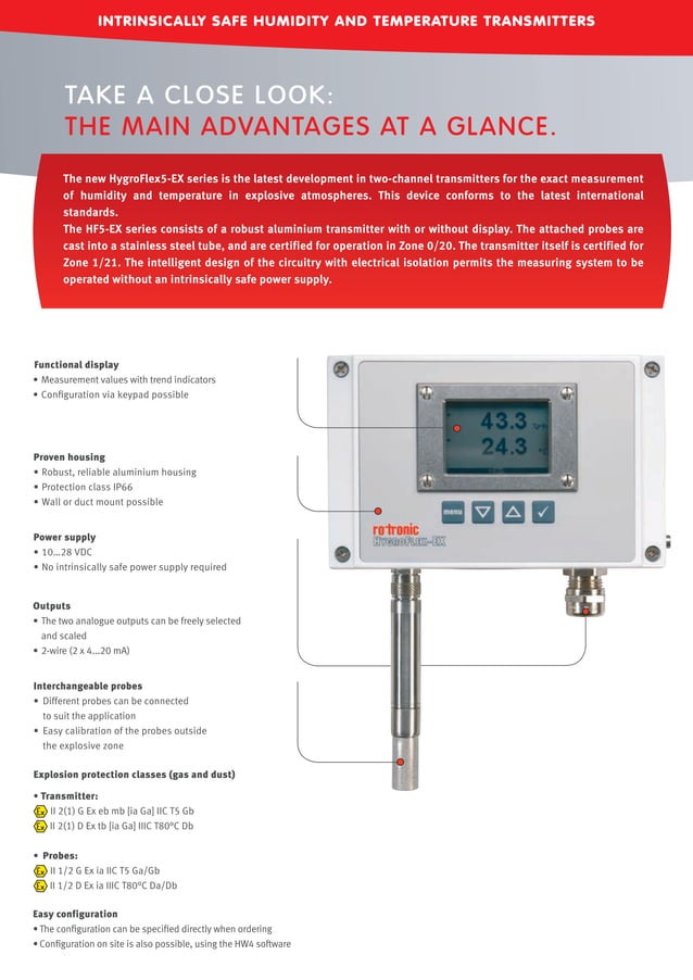 Rotronic HygroFlex5-EX - HF5-EX Hazardous Area Humidity & Temperature ...