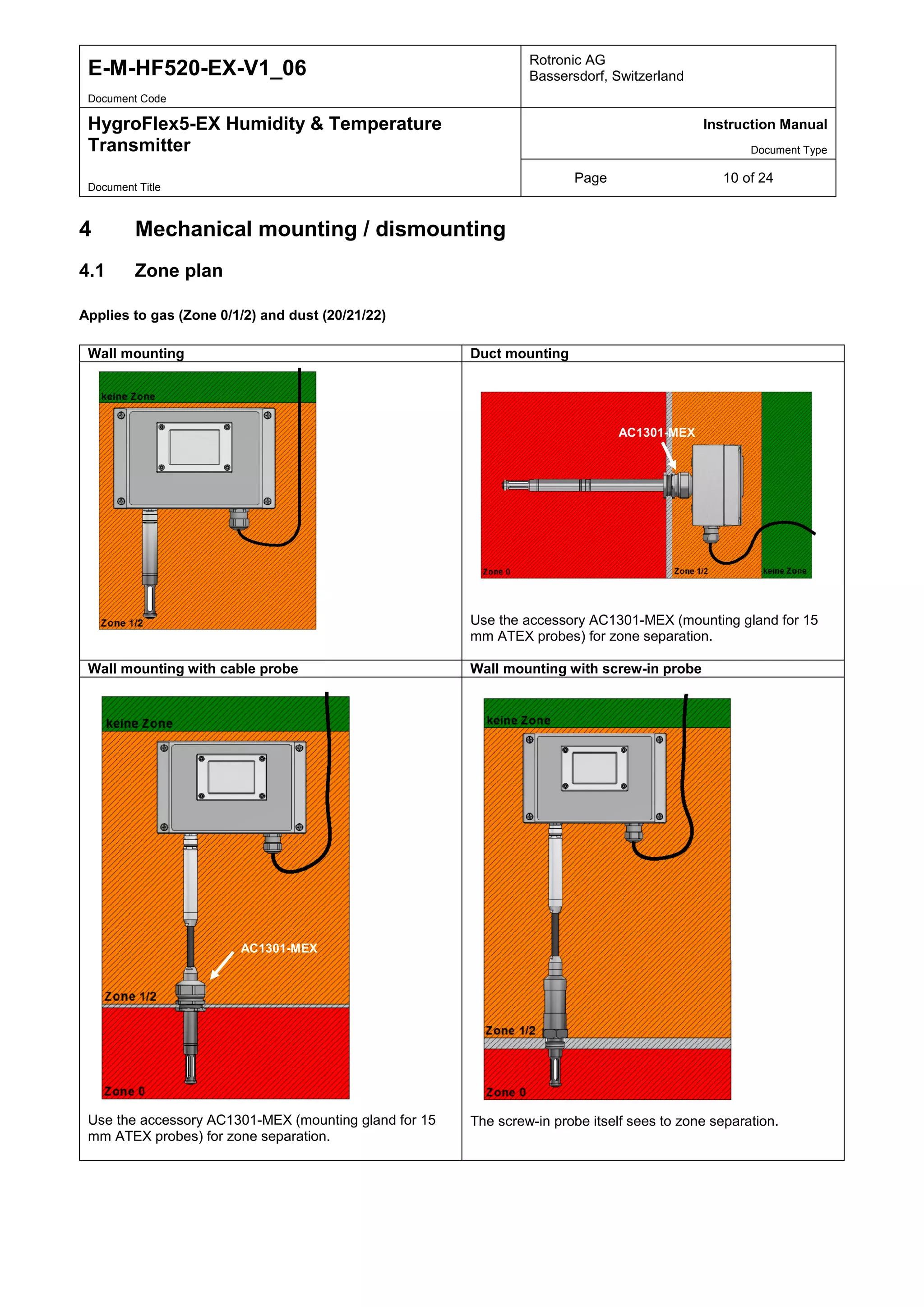 Rotronic HygroFlex5-EX - HF5-EX Hazardous Area Humidity & Temperature Sensors - Manual | PDF
