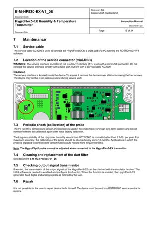 Rotronic HygroFlex5-EX - HF5-EX Hazardous Area Humidity & Temperature Sensors - Manual | PDF