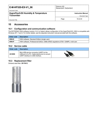 Rotronic HygroFlex5-EX - HF5-EX Hazardous Area Humidity & Temperature Sensors - Manual | PDF