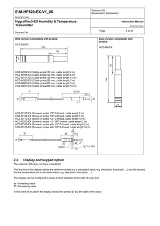 Rotronic HygroFlex5-EX - HF5-EX Hazardous Area Humidity & Temperature Sensors - Manual | PDF