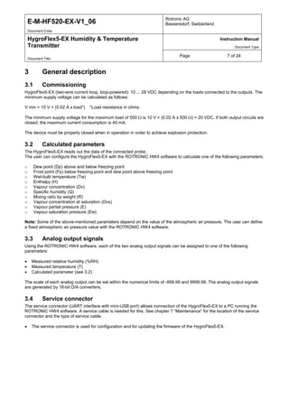 Rotronic HygroFlex5-EX - HF5-EX Hazardous Area Humidity & Temperature Sensors - Manual | PDF