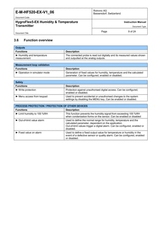 Rotronic HygroFlex5-EX - HF5-EX Hazardous Area Humidity & Temperature Sensors - Manual | PDF