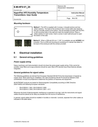 Rotronic HygroFlex HF5 Humidity Temperature Transmitter - Instruction Manual | PDF