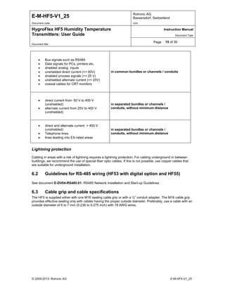 Rotronic HygroFlex HF5 Humidity Temperature Transmitter - Instruction Manual | PDF