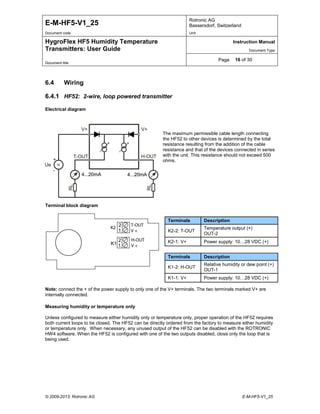 Rotronic HygroFlex HF5 Humidity Temperature Transmitter - Instruction Manual | PDF