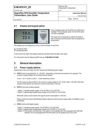 Rotronic HygroFlex HF5 Humidity Temperature Transmitter - Instruction Manual | PDF