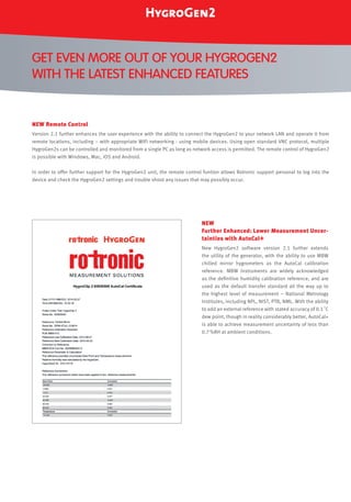 Rotronic HygroGen2 - Data Sheet | PDF