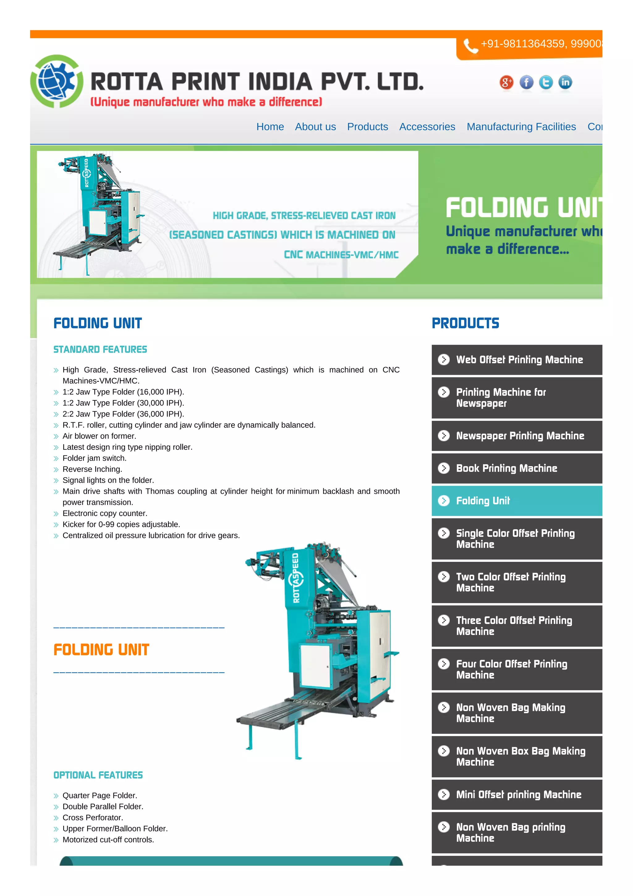 Folding Unit - web offset printing machine | PDF