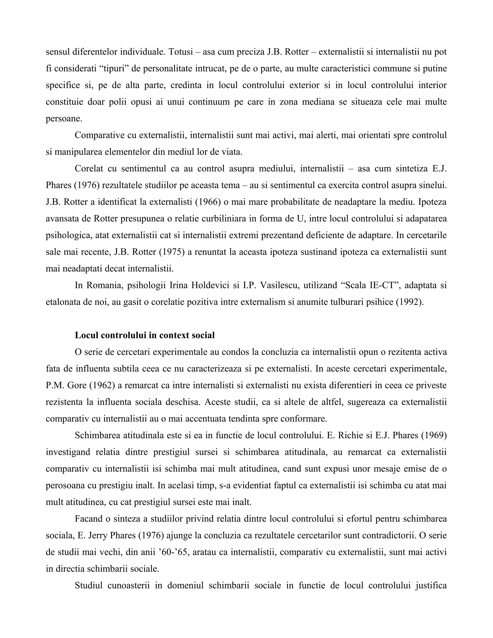 Rotter locul controlului | DOC