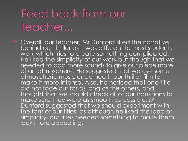 Roughcut Feedback | PPT | Soundtracks, TV and Showtunes | Music