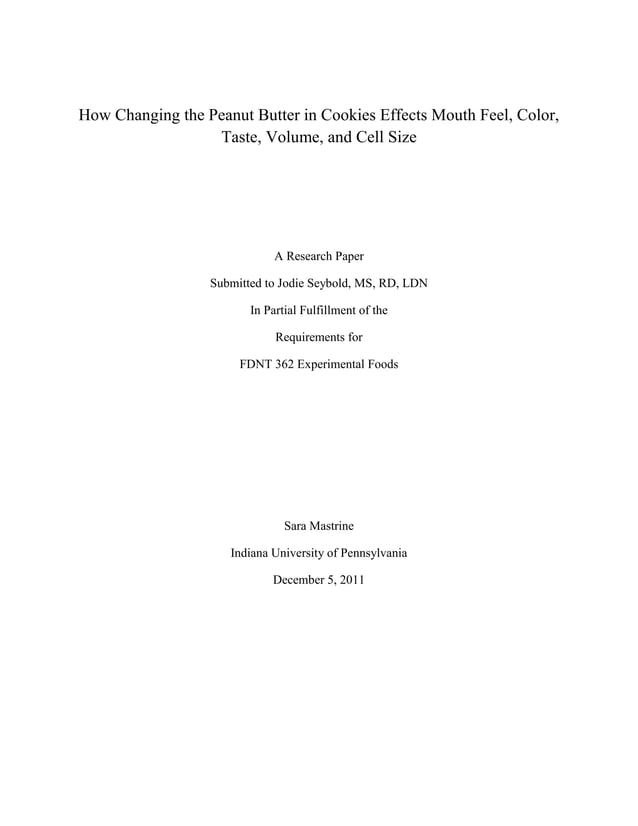 Experimental Foods Research Paper | DOCX