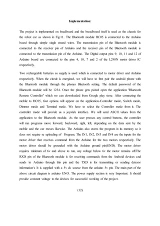 Bluetooth Controlled Robot Project Report | DOCX