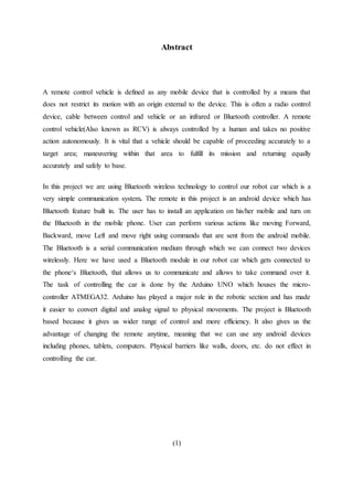 Bluetooth Controlled Robot Project Report | DOCX