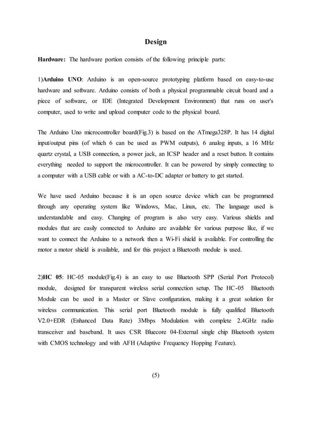 Bluetooth Controlled Robot Project Report | DOCX