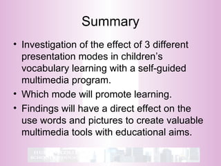 Multimedia Vocabulary Acquisition Research Article Critique | PPT