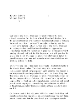 ROUGH DRAFT 1ROUGH DRAFT 2Our Ethics and.docx