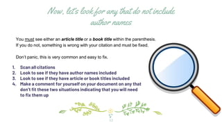 Rough draft check:MLA parenthetical and in text citations | PPTX